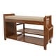 Brown Solid Wood Shoe Rack Bench with Cushioned Seat, Drawer and ...