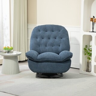 360° Swivel/Glider Chenille Recliner Chair with Metal Round Base - Bed ...