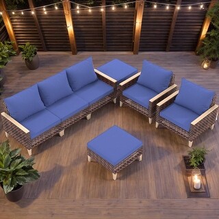 Outdoor Modular Sofa Set,Patio Furniture Set with Removable Cushions ...