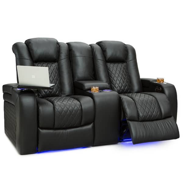 Seatcraft Anthem Home Theater Seating, Black Leather 7000, Power ...