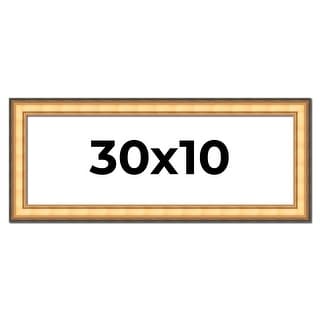 30x10 Frame Gold Plein Aire Solid Wood Picture Frame Width 2 Inches ...