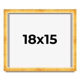 18x15 Shadow Box Frame Gold | 1.625 Inches Deep Real Wood Traditional ...