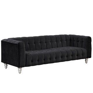 Living Room Padded Seat Couch w/ Buttoned Tufted Backres Couch, Black ...