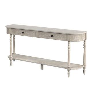 Danielle 65" 2 Drawer Genuine Marble and Wood Console Table - Bed Bath ...