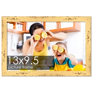 13x9.5 Shabby Chic / Farmhouse Yellow Wood Picture Frame - UV Acrylic ...