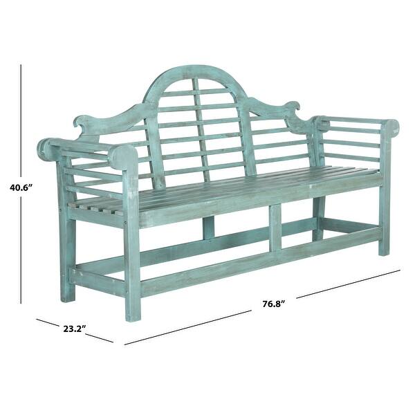 SAFAVIEH Outdoor Living Khara Beach House Blue Bench - 76.8"x23.2"x40.6 ...