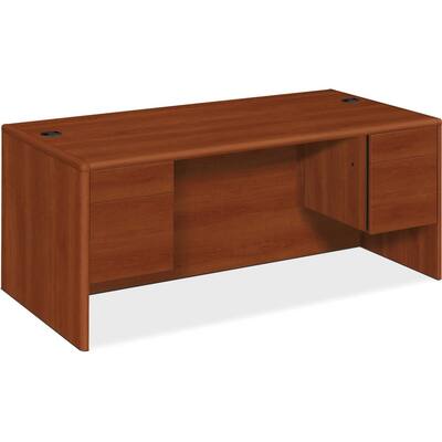 HON 10700 Series Cognac Laminate Double Pedestal Desk - 4-Drawer ...