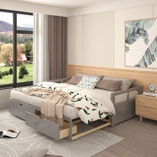 Queen Size Wooden Adjustable Single Double Bed Frame With Drawers - Bed ...