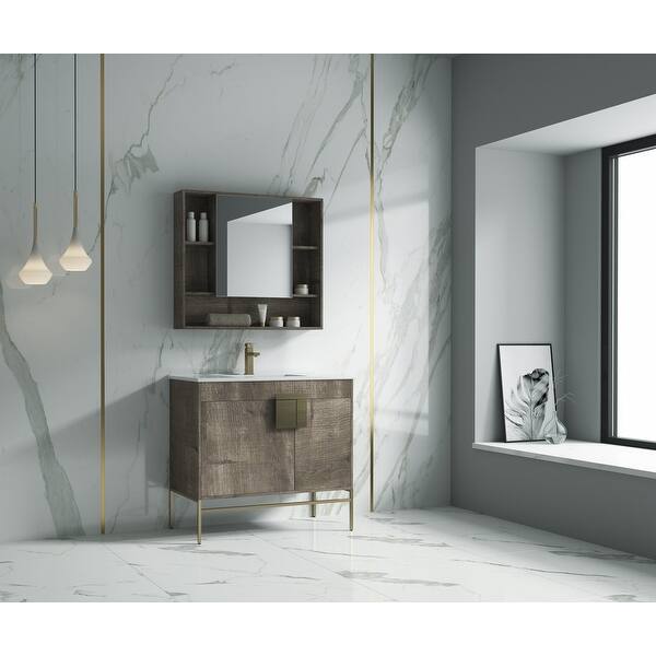 Alma Bulanka 36 inch Bathroom Vanity with Golden Brass Hardware - Bed ...