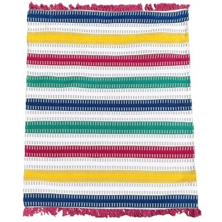 Super Soft Multi Color Striped Cotton Natural Area Rug 4x5.6 Feet - 4 ...