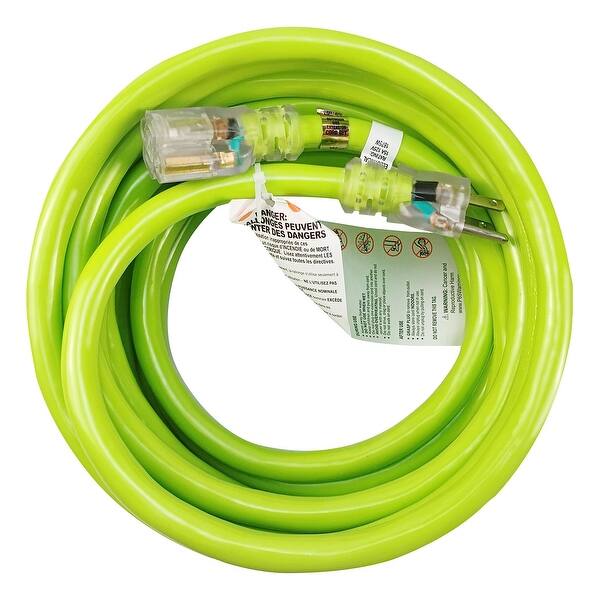 50 Ft Lighted Outdoor Extension Cord - 10/3 SJTW Heavy Duty Green ...