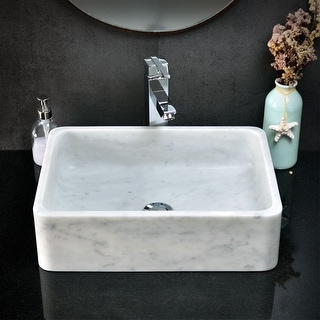 Single Bowl Rectangular shaped sink in Carrera White 17.91"x12.8"x4.92 ...