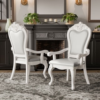 Furniture of America Eugene Traditional Solid Wood Dining Arm Chairs ...
