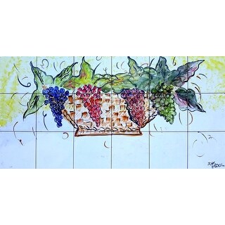36x18 Grapes Basket Kitchen Backsplash Ceramic Tiles Wall Mural - Bed ...