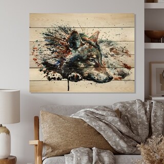 Designart 'Wolf Painting Animals Wildlife' Traditional Wood Wall Art ...
