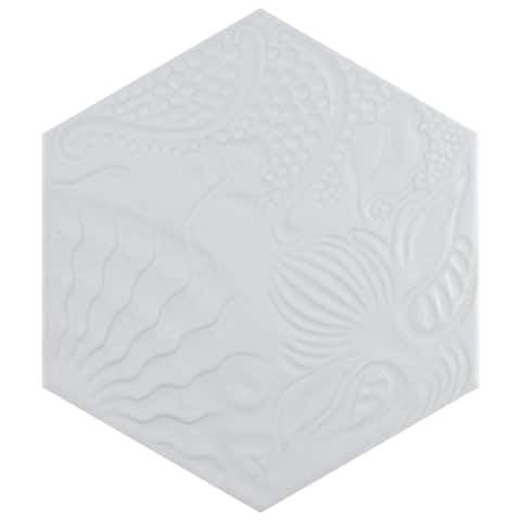 Merola Tile Stella Hex Azul 8-5/8" x 9-7/8" Porcelain Floor and Wall ...