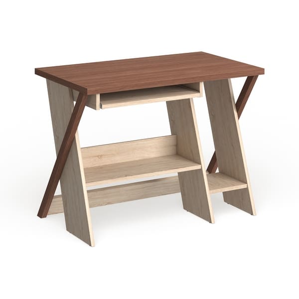 Carson Carrington Tornea Oak and Natural Finished Modern Writing Desk ...