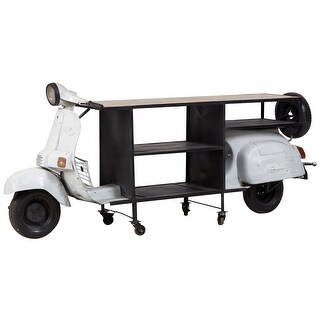 Wanderloot Scooter Console Table with Working Headlights, White - Bed ...