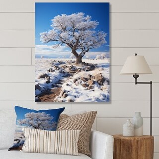 Designart "Snow Tree Winters Solitude" Snow Wall Art Living Room - Bed ...