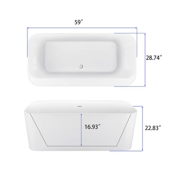 White Acrylic Freestanding Bathtub, Oaking Tub - Bed Bath & Beyond ...