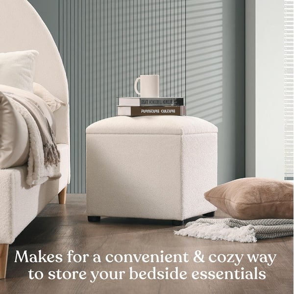 Boucle Square Storage Cube Ottoman in Cream - Bed Bath & Beyond - 38207119