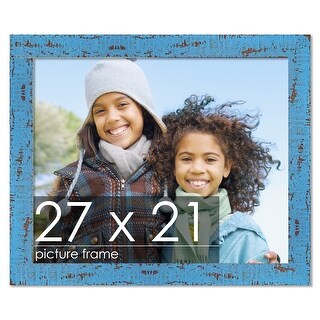 27x21 Shabby Chic / Farmhouse Blue Complete Wood Picture Frame with UV ...