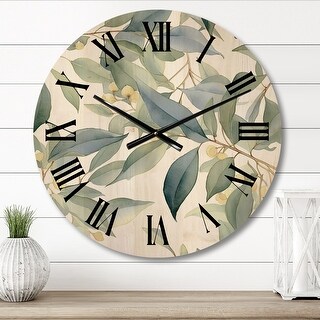 Designart "White Green Minimalism Eucalyptus Essence I" Leaves ...