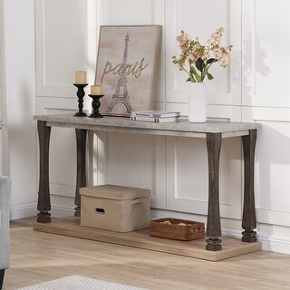 48 inch Wood sofa Table,Rectangle Mid-Century Console Table with 2-Tier ...