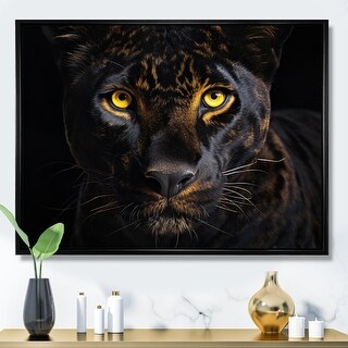 Designart "Black White Panther Majestic Panther" Animals Framed Wall ...