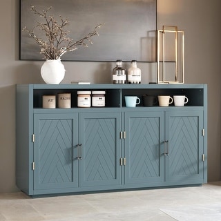 4-door Classic Sideboard with Open Storage and Adjustable Shelves ...