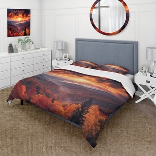 Designart "Tennessee Great Smoky Mountains Sunset I" Orange Modern ...