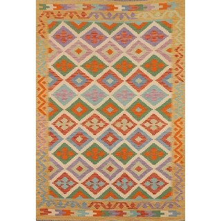 Geometric Colorful Kilim Reversible Area Rug Hand-woven Wool Carpet - 5 ...