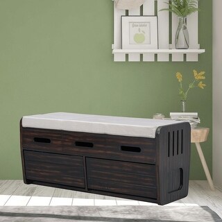 Stylish Rustic Shoes Rack Storage Bench with Comfortable Cushion and ...