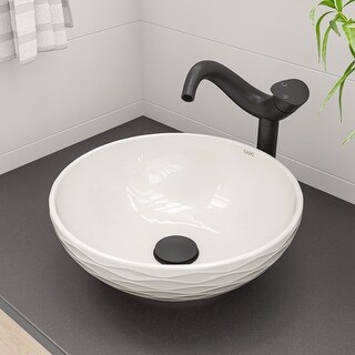 ALFI brand White 17" Decorative Round Vessel Above Mount Ceramic Sink ...