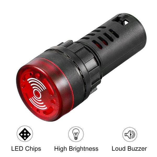 5pcs Red Indicator Light with Buzzer AC/DC 110V 22mm Panel Mount ...