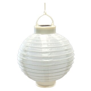 Set of 3 White Round Solar Powered Nylon Lanterns 8" - Bed Bath ...