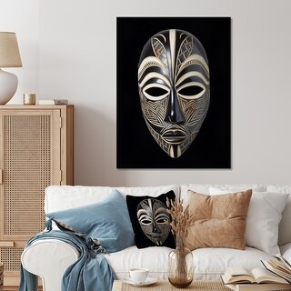 Designart "Ethnical Traditional African Mask XII" African Tribal Metal ...