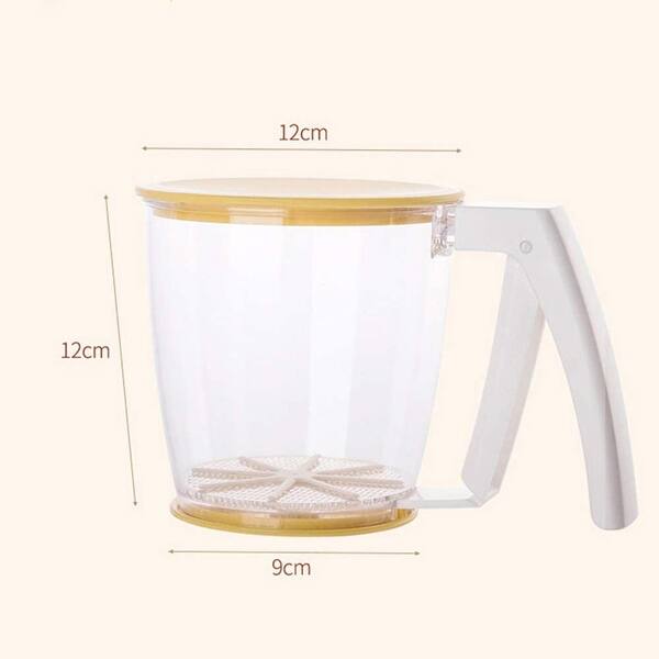 Handle Press Cup Shape Flour Sifter Strainer Sieve Filter With Lid ...