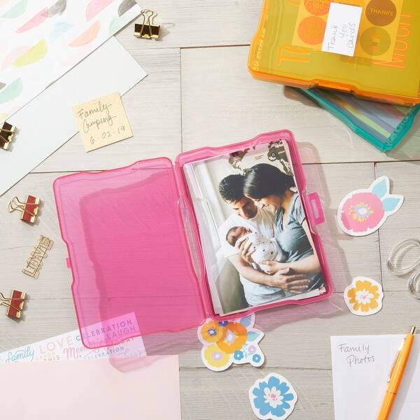 Rainbow Photo Storage Boxes for 4x6 Inch Pictures with 20 Blank Labels ...