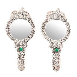 Novica Handmade Leafy Paradise Aluminum Hand Mirrors (Pair) - Silver ...