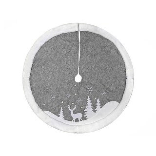 Polyester Gray Winter Scene With Reindeer Tree Skirt (47") - Bed Bath ...