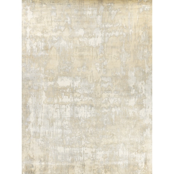 EXQUISITE RUGS Murano Hand-loomed Wool/Bamboo Silk Ivory/Silver/Gold ...