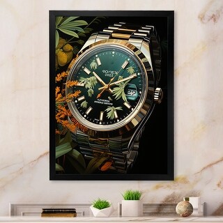 Designart "Tropical Luxuxy Watch I" Watches Framed Canvas Prints - Bed ...
