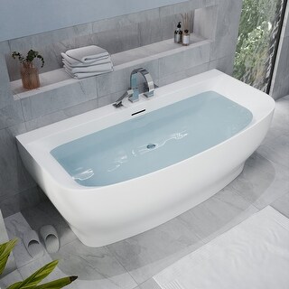 ANZZI Bank Series White 65 in. Acrylic Freestanding Bathtub with Deck ...