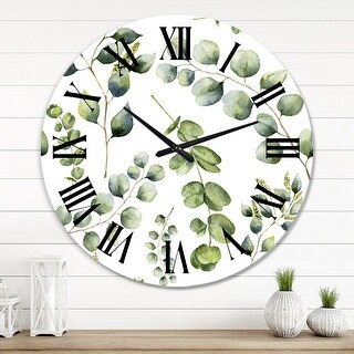 Designart 'Green Eucalyptus Branches III' Traditional wall clock - Bed ...