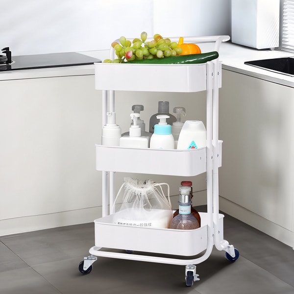 Gymax 2 PCS 4-Tier Slim Storage Cart Kitchen Organizer Utility Cart ...