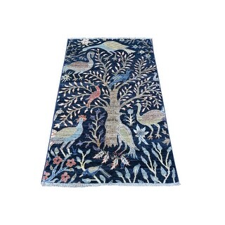 Millennium Blue, Hand Knotted, Natural Dyes, Soft Wool, Afghan Peshawar ...