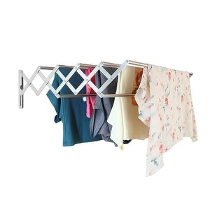 Accordion Wall Mounted Drying Rack Clothes Retractable Folding ...