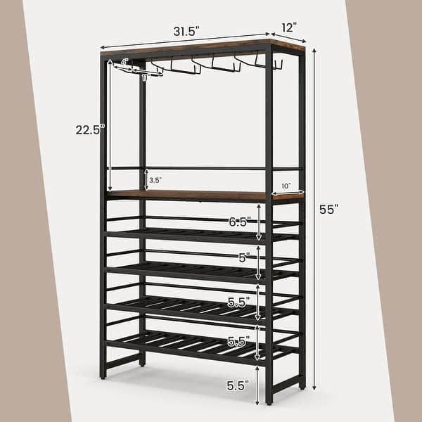 Freestanding Wine Bakers Rack with 4-Tier Wine Storage and 4 Rows of ...