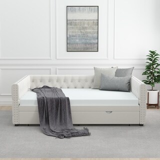 Velvet Upholstered Tufted Sofa Bed Full Daybed With Twin Trundle,With ...